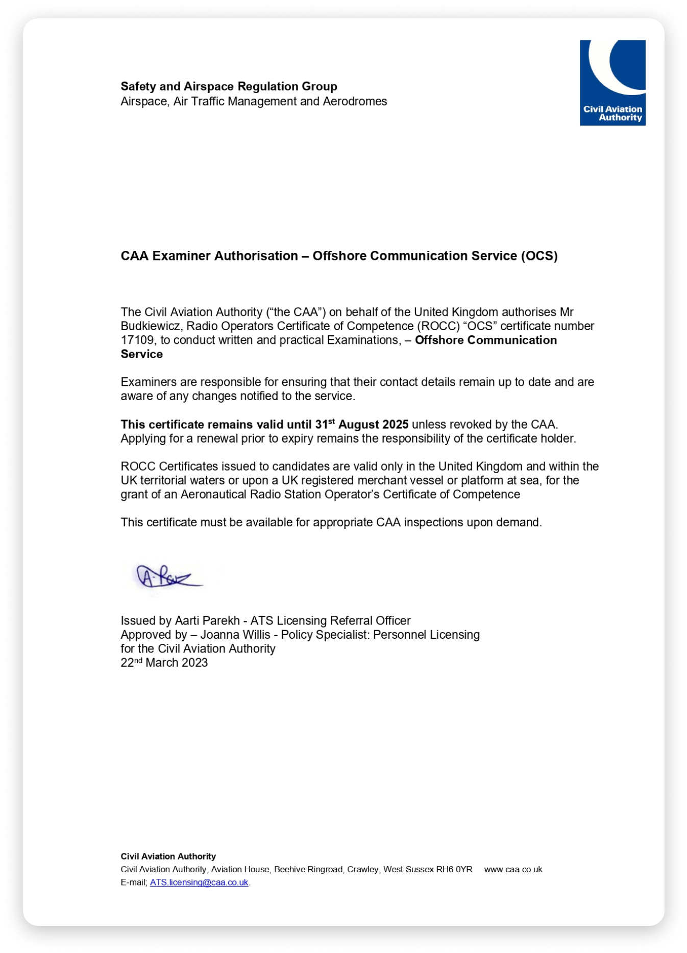 The Radio Operator’s Certificate of Competence